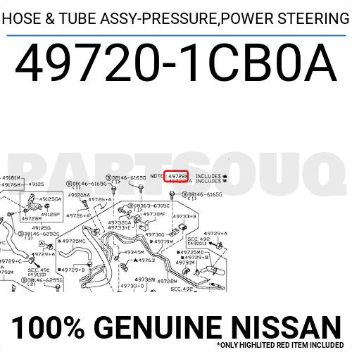 497201CB0A Genuine Nissan HOSE & TUBE ASSY-PRESSURE,POWER STEERING | eBay