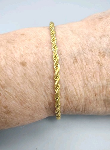Vintage Korea Gold Tone Rope Chain Bracelet 7 1/4", F58 | eBay