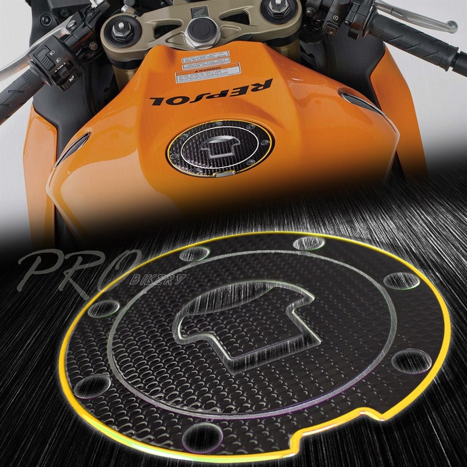 4PCs Chrome Gold+Perforated Black Tank Pad+Fuel Cap Cover 03-17 CBR ...