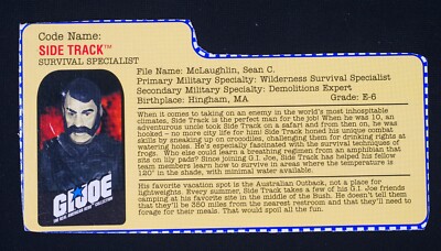 GI Joe Side Track Survival Specialist Back File Card | eBay