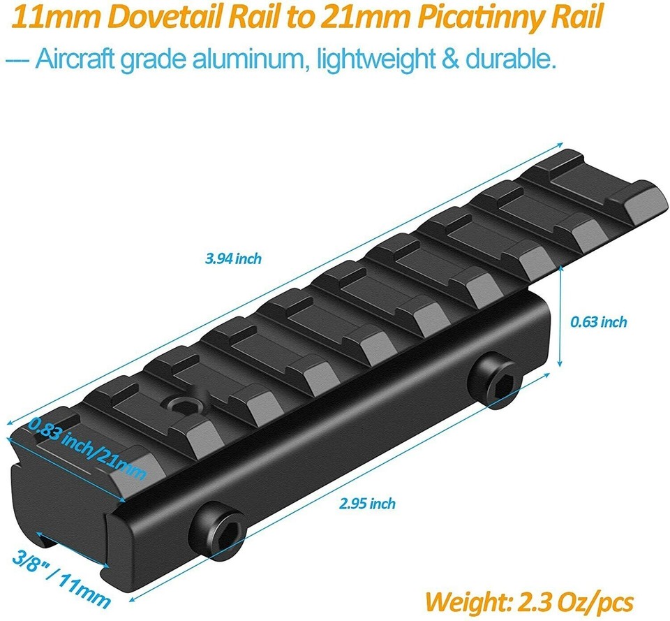 Dovetail Extension Picatinny Rail Adapter 11mm To 20mm Picatinny Rail ...
