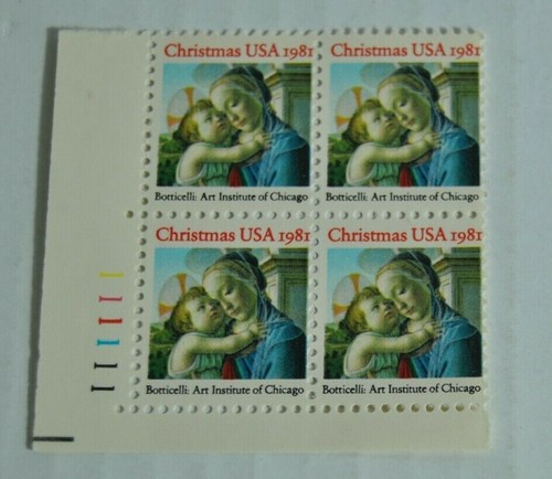 US Stamps 20c 1981 Christmas: Madonna & Child Print Block of 4 Scott ...