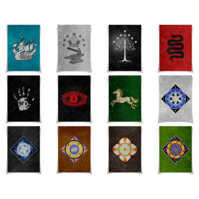 Middle Earth Races Flag Poster Cloth Banner Prints A3 Size Wall Art ...