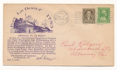 D433373 USA Cover 1932 Fort Le Boeuf 1753 Meadville 1932 | eBay