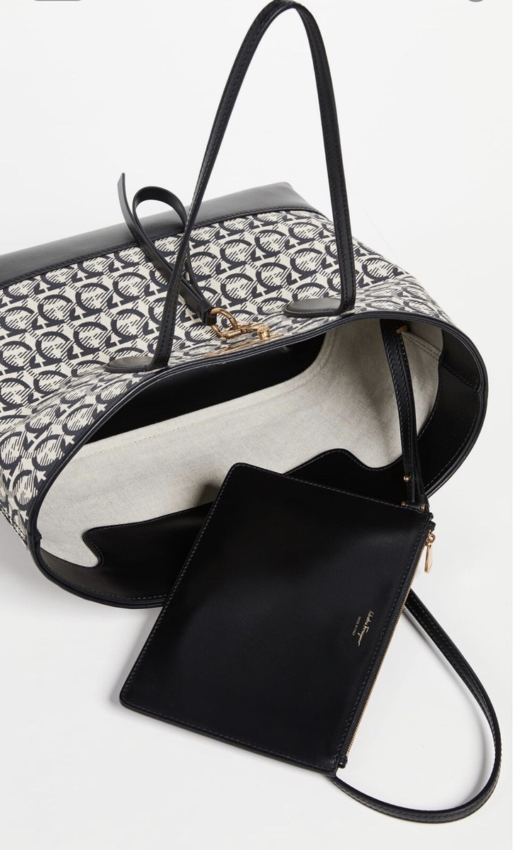 SALVATORE FERRAGAMO Studio Gancini Large Coated Canvas Tote SALVATORE FERRAGAMO Studio Gancini Large Coated Canvas Tote
