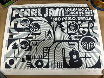 Pearl Jam Poster 2018 Sao Paulo Brazil Don Pendleton 99/100 Signed AP ...