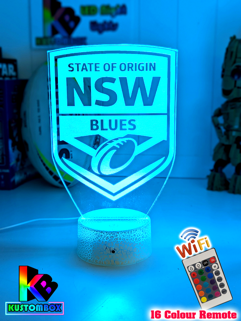 NSW BLUES OLD LOGO RUGBY LEAGUE PERSONALISED NAME 3D LED USB NIGHT ...