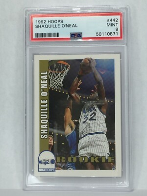 1992-93 NBA Hoops Shaquille O’Neal ROOKIE #442 PSA 9 MINT MVP HOF NEW ...