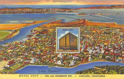 Hotel Coit Aerial View of Oakland California linen postcard | eBay