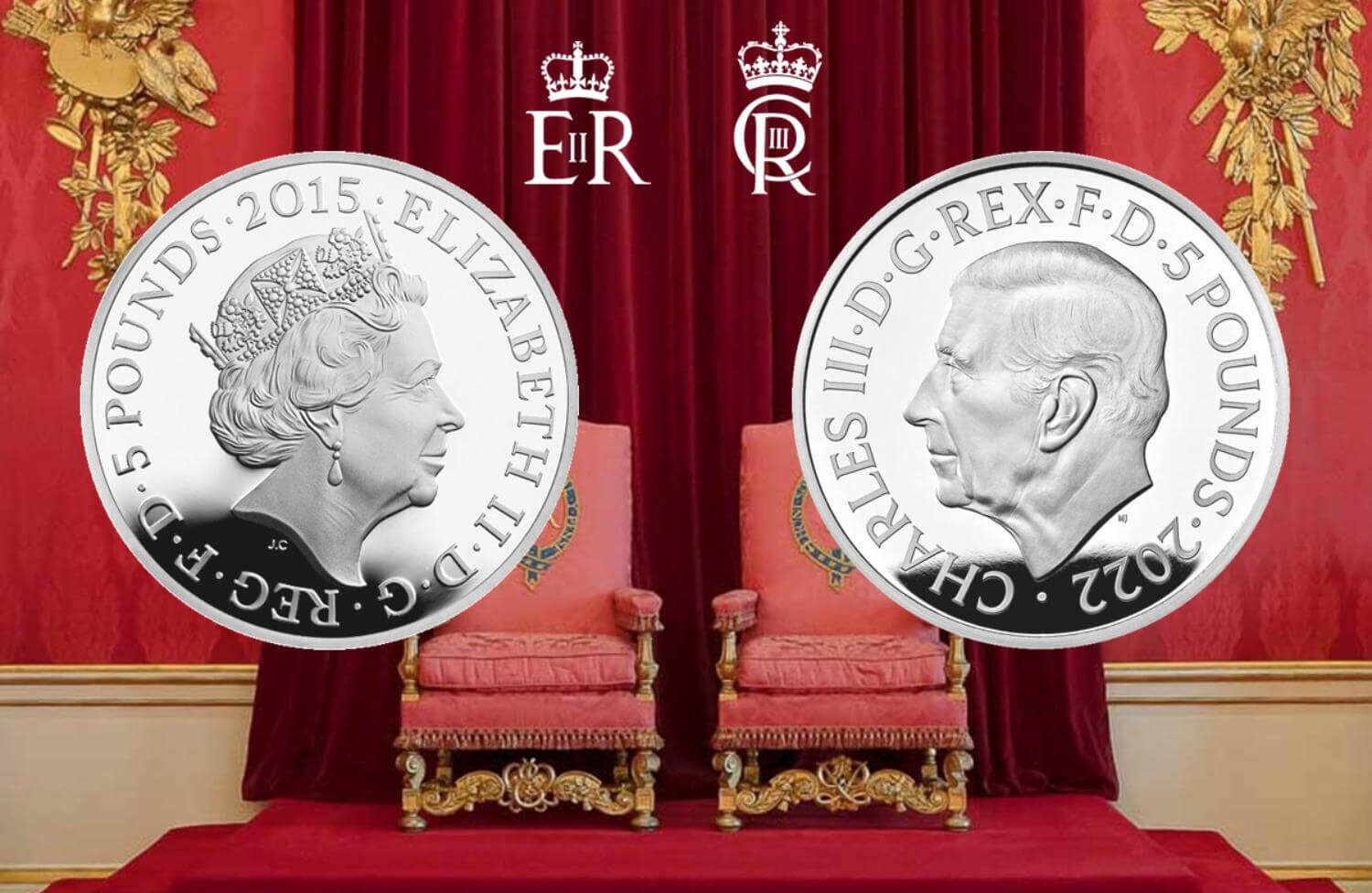 KING CHARLES III & QUEEN ELIZABETH COINS FRIDGE MAGNET (NOT THE COINS)5 ...