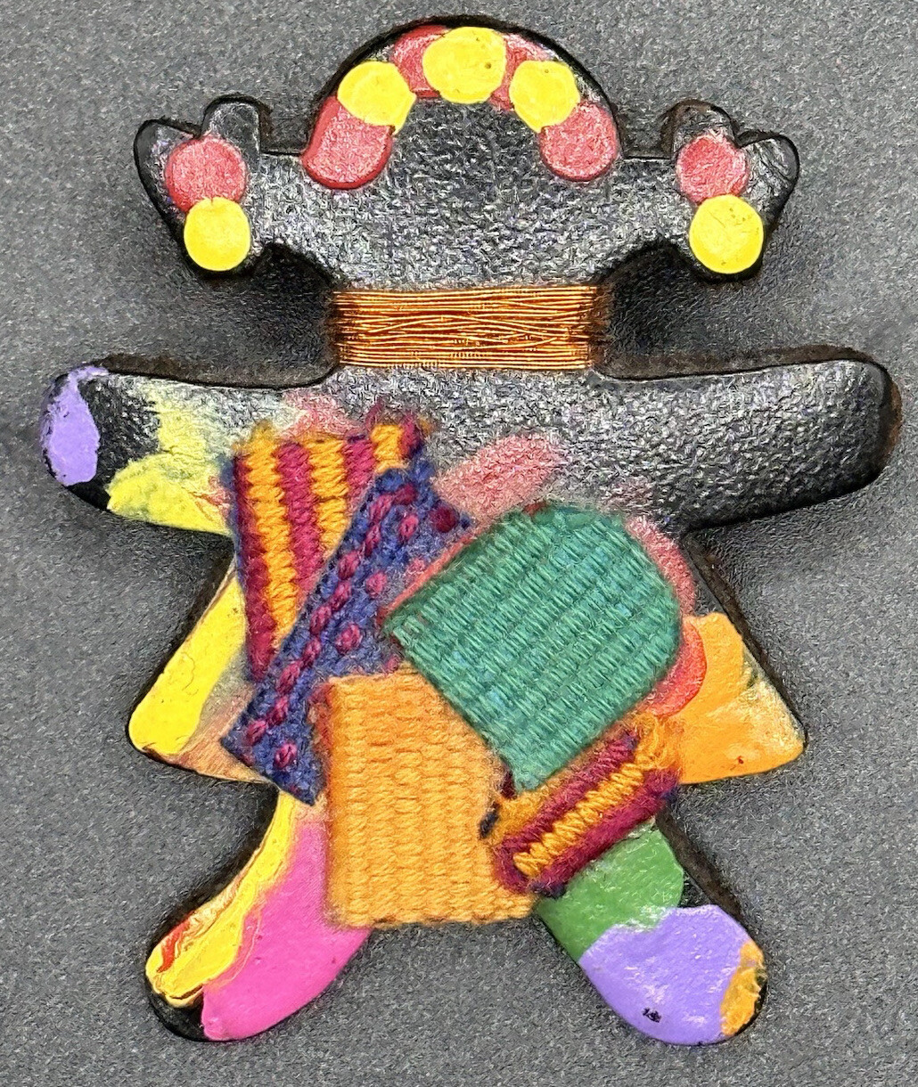 Handcrafted African Rag Doll Pin Brooch - Gem