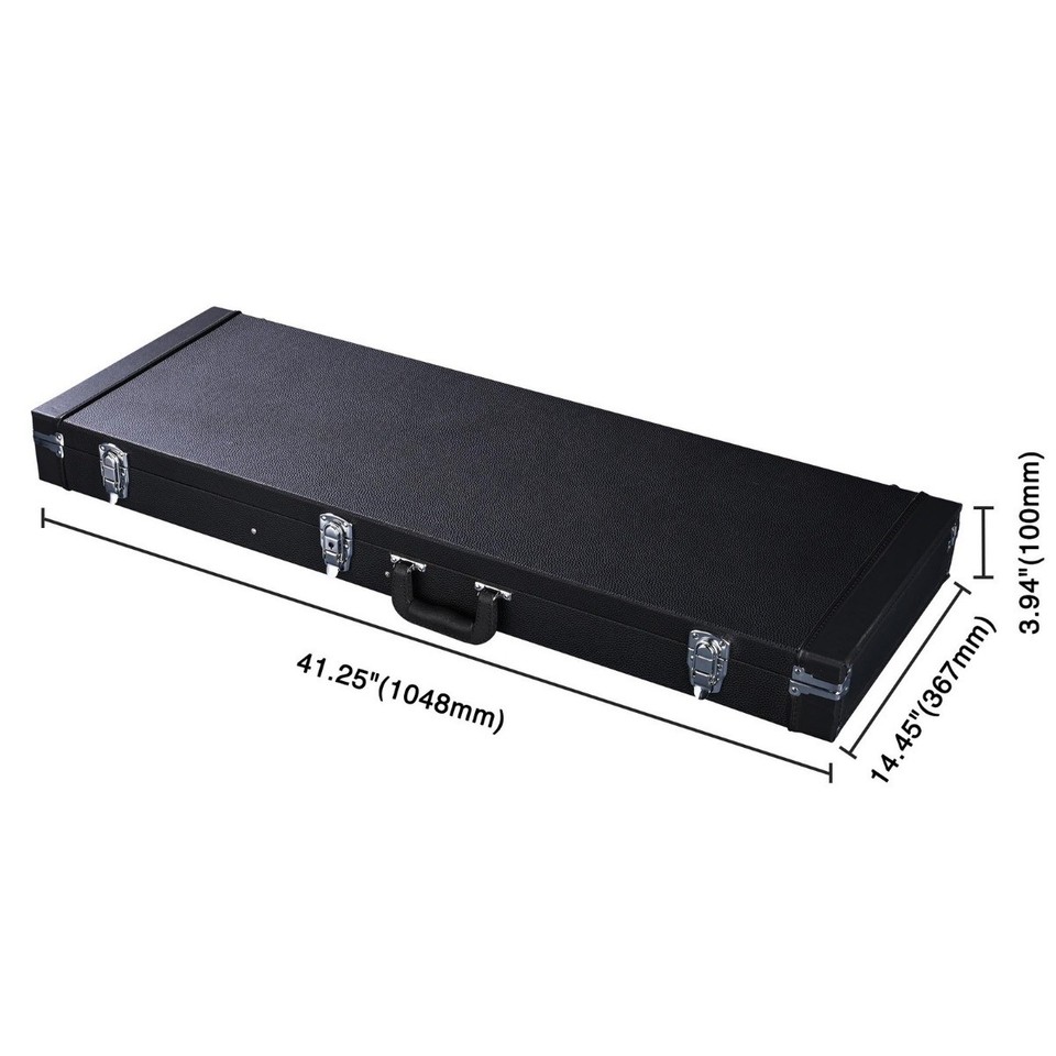 Universal Rectangular Electric Guitar Hard Case - Wooden Shell Lockable ...