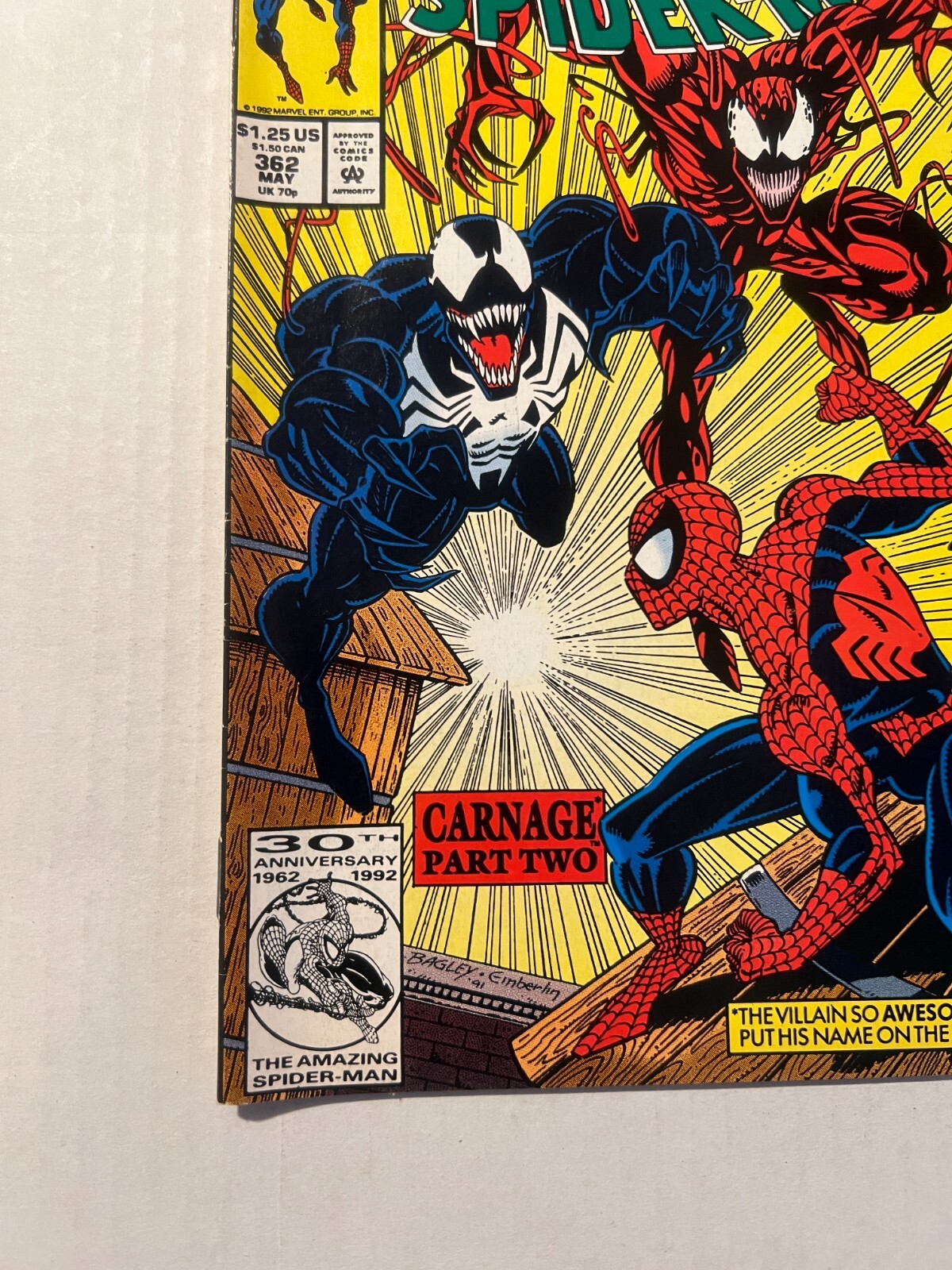 AMAZING SPIDER-MAN #362 2ND APPEARANCE OF CARNAGE MARK BAGLEY COVER ART ...