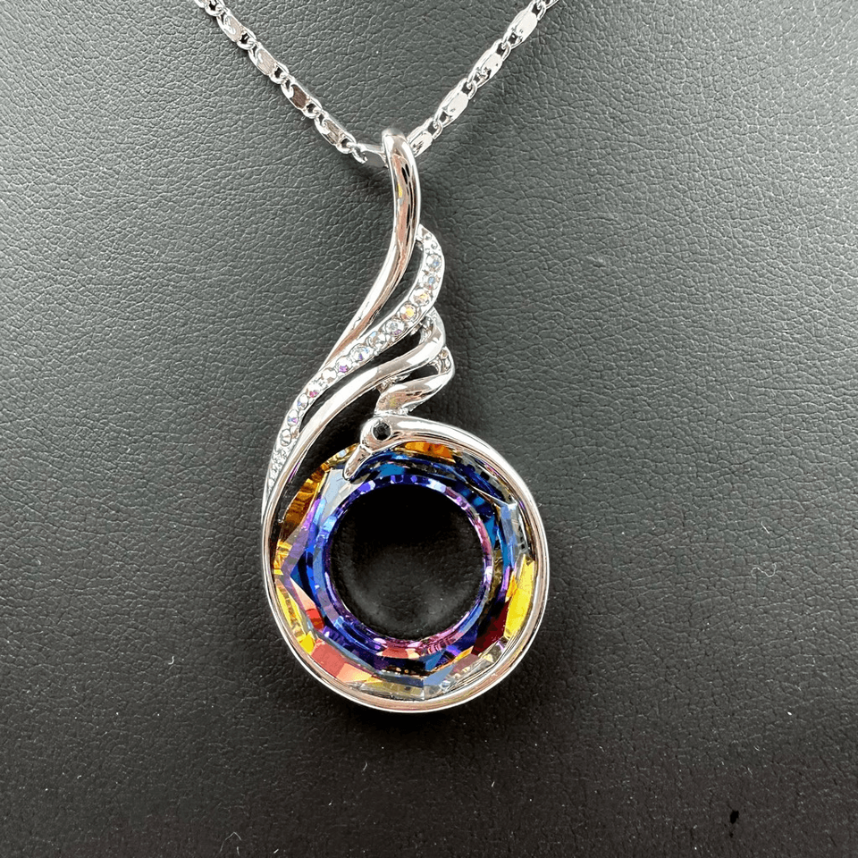 Kate Lynn Dazzling Crystal Phoenix Rhinestone Pendant Necklace Silver ...