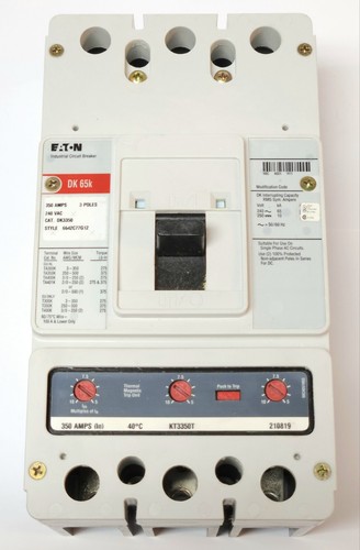 EATON CUTLER HAMMER DK3350 3 Pole 350 AMP Type DK Circuit Breaker 240 ...
