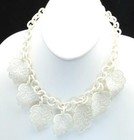 Vintage 50s Whimsical White Dangling Plastic Lacy Leaves Chain Necklace ...