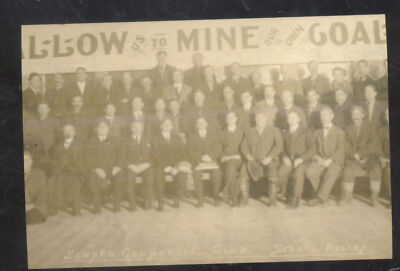 REAL PHOTO STUART ALASKA COAL MINE EMPLOYEES ADVERTISING POSTCARD COPY ...