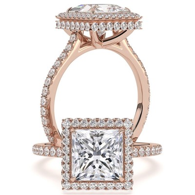 Affordable CVD Lab Created Princess Diamond Engagement Ring Rose Gold 3 ...