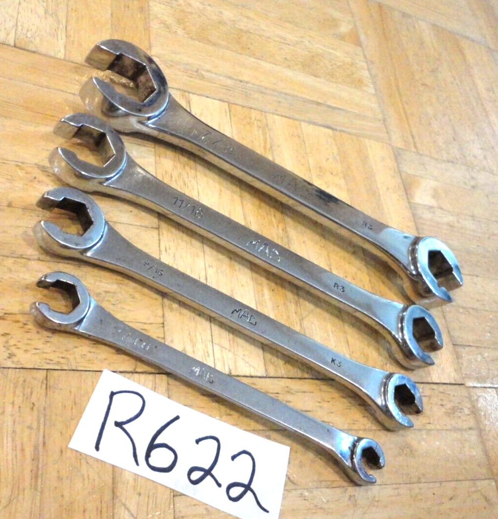 MAC TOOLS 4 PIECE SAE. FLARE-NUT DOUBLE END LINE WRENCHES 10 DEGREE ...