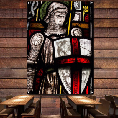 Vintage Crusader Armor Warrior Banner Wall Hanging Flag Knights Templar ...
