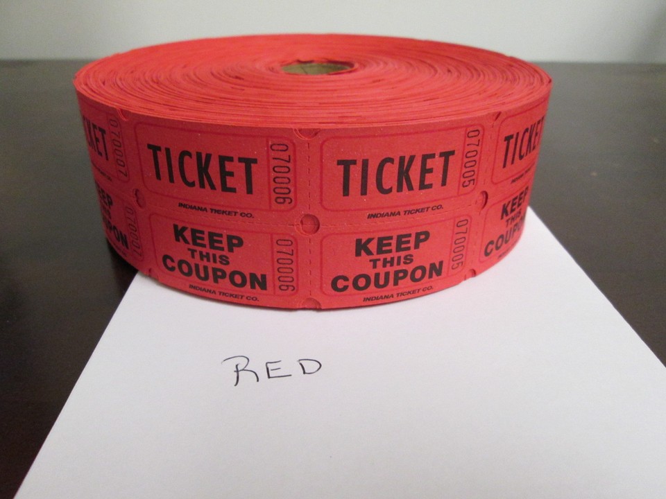 5 Rolls Raffle Tickets 2000 50/50 Double Stub Five Roll Deal 10,000 ...
