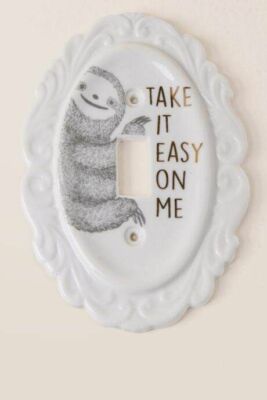 Happy Sloth "Take it Easy on Me" Porcelain light switch cover Plate ...