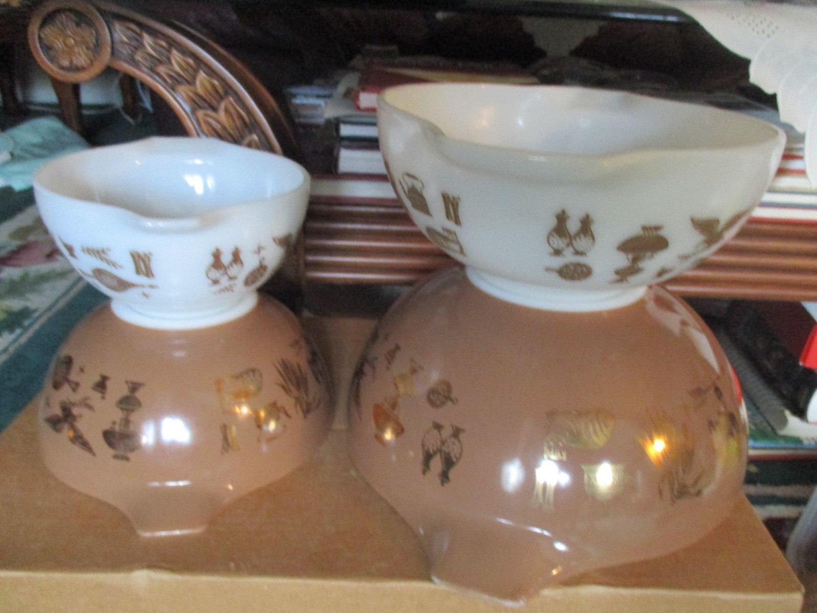 Set of 4 Pyrex Early Americana Brown Rooster Mixing Bowls CINDERELLA ...