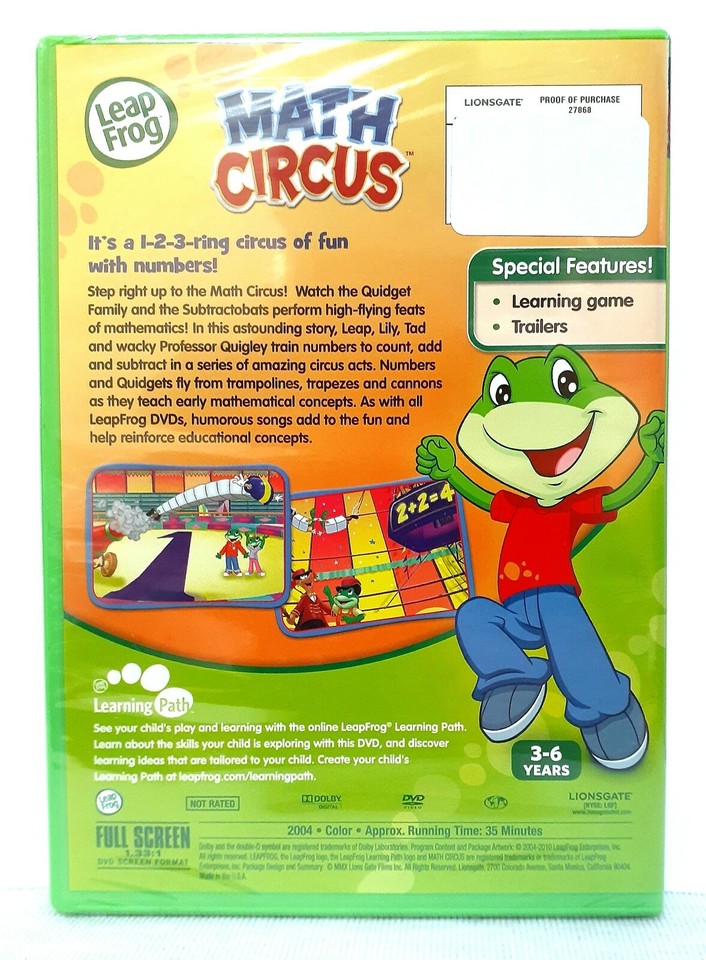 Leap Frog "MATH CIRCUS" Build Math Skills Under The Big Top DVD / 2010 ...