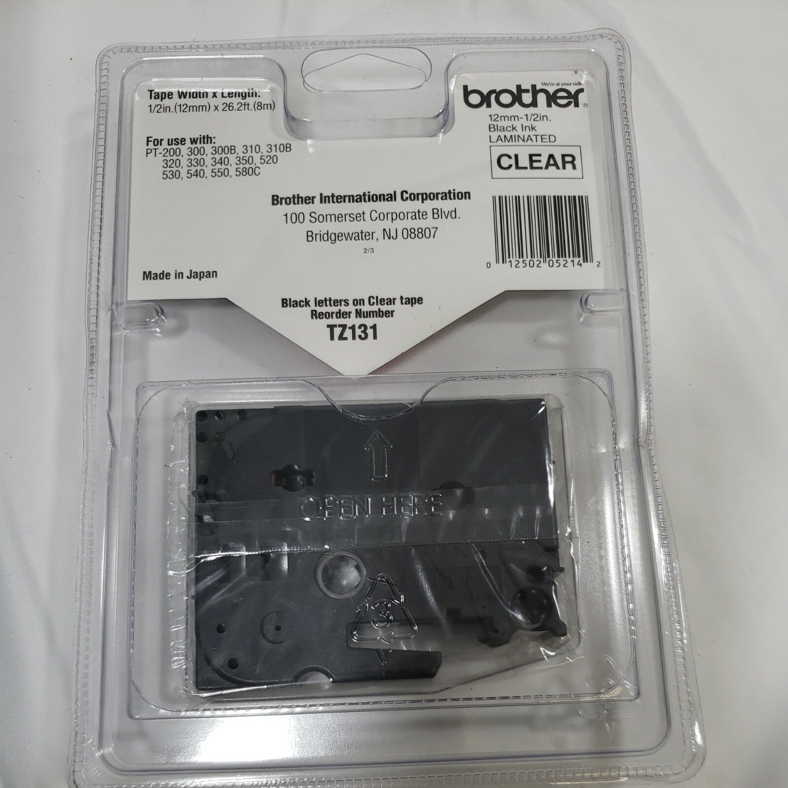 TZe Tze131 Black on Clear Laminated Label Tape for Brother P-touch ...