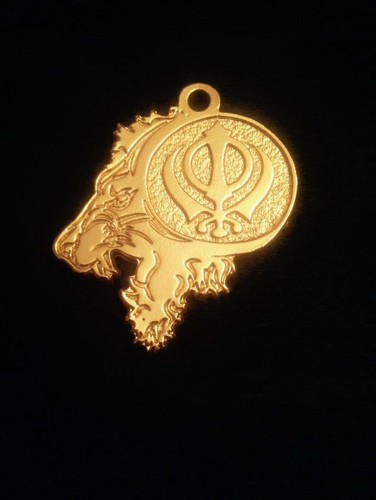Custom Made Sikh Khanda Sher Lion Pendant 24kt Gold Plated | eBay
