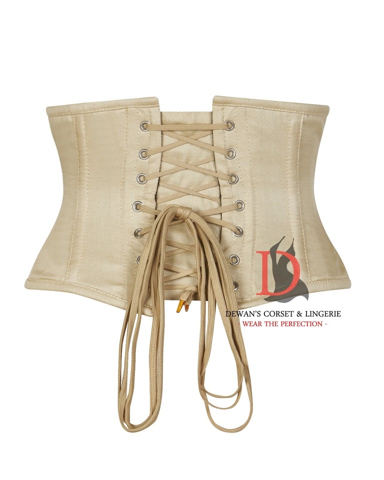 Beige Cotton Steel Boned Corset Waist Training Waspie Corset Women's ...
