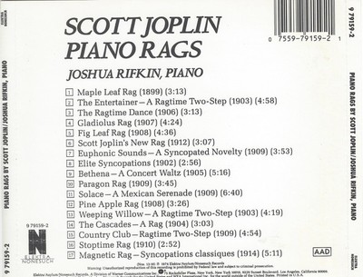 Scott Joplin, Joshua Rifkin - Piano Rags (CD, Comp) (Very Good Plus ...