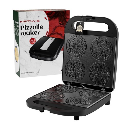 Pizzelle Maker Machine, 4 * 4" Mini Non-stick Electric Pizzelle Cookie ...