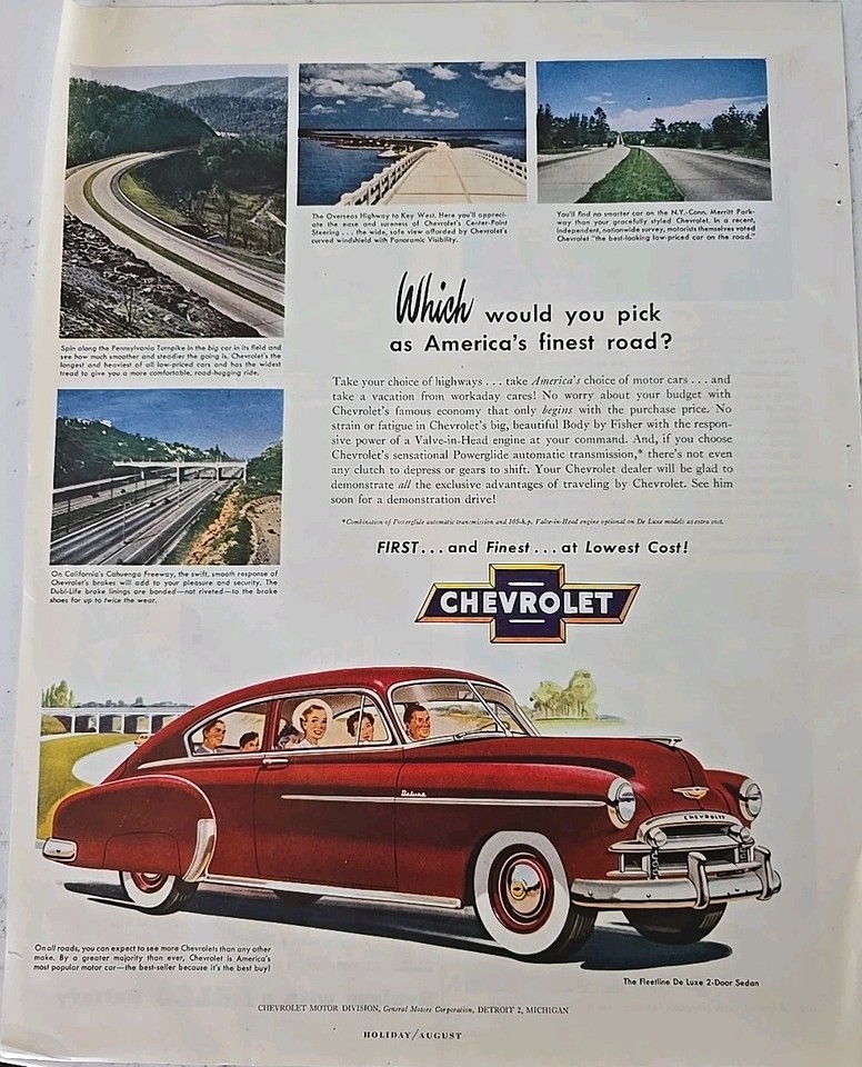 1950 Red Chevrolet Fleetline deluxe 2 door sedan car vintage Ad | eBay