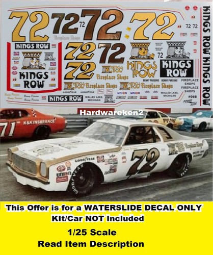 NASCAR DECAL #72 KINGS ROW 1975-1976 CHEVY LAGUNA/CHEVELLE BENNY ...