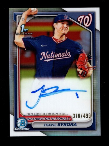 2024 BOWMAN CHROME REFRACTOR TRAVIS SYKORA RC AUTO AUTOGRAPH 316/499 ...