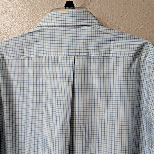 SAVILE ROW Button Shirt Men 18 34/35 Easy Care Long Sleeve Plaid White ...