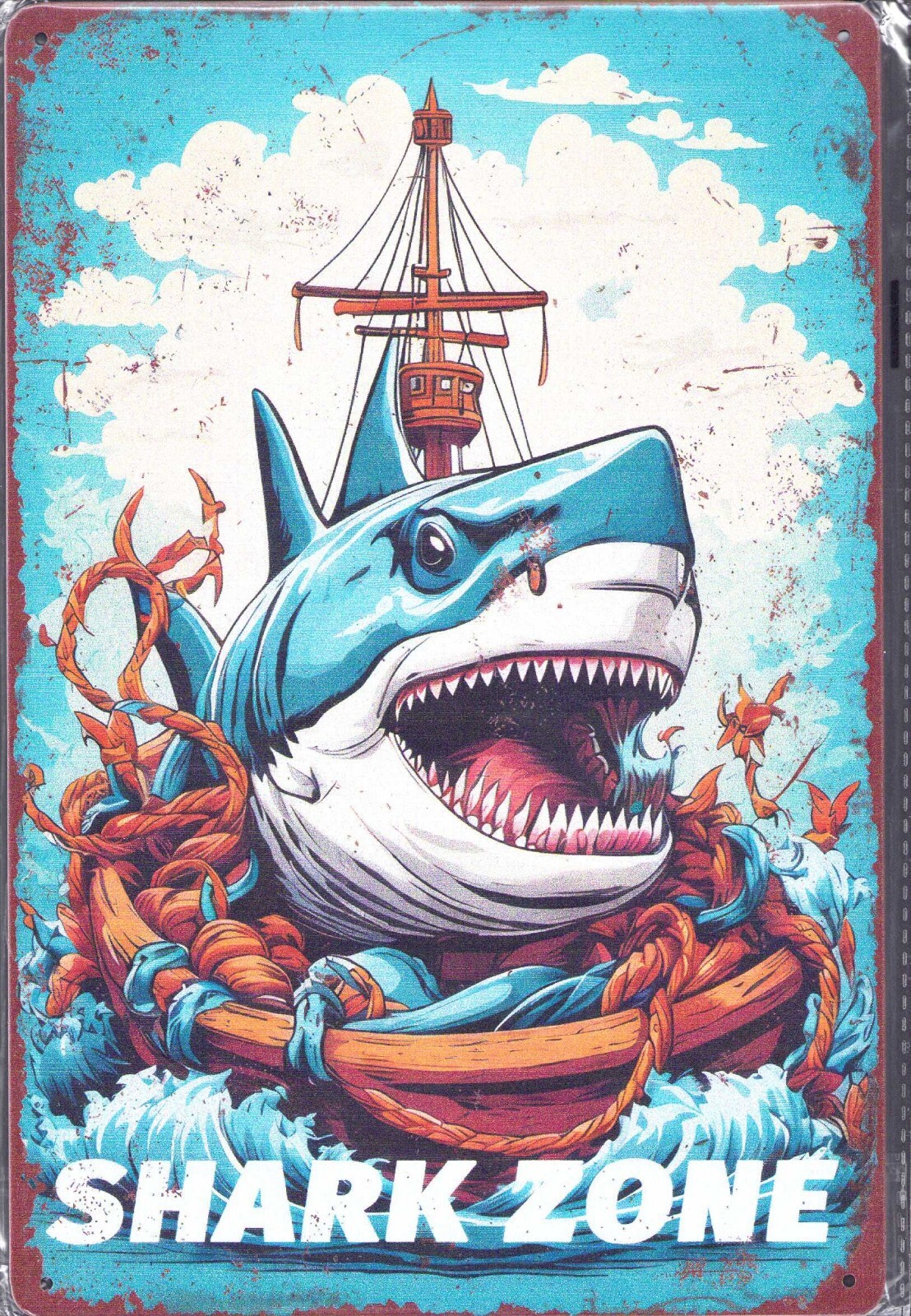 JAWS - Quint's Boat - Shark Zone Horror Movie Tin Metal Sign | eBay