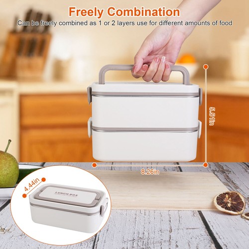 2L Stainless Steel Bento Lunch Box Stackable Lunch Box 3Compartment ...