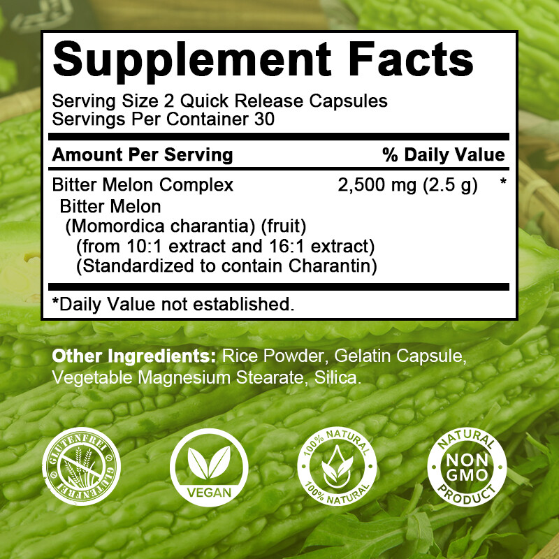 Organic Bitter Melon Capsules - Weight Loss, Blood Sugar Support ...