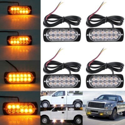 4X Flashing Amber Recovery Strobe 12 Cree LED Lights Grill Breakdown ...