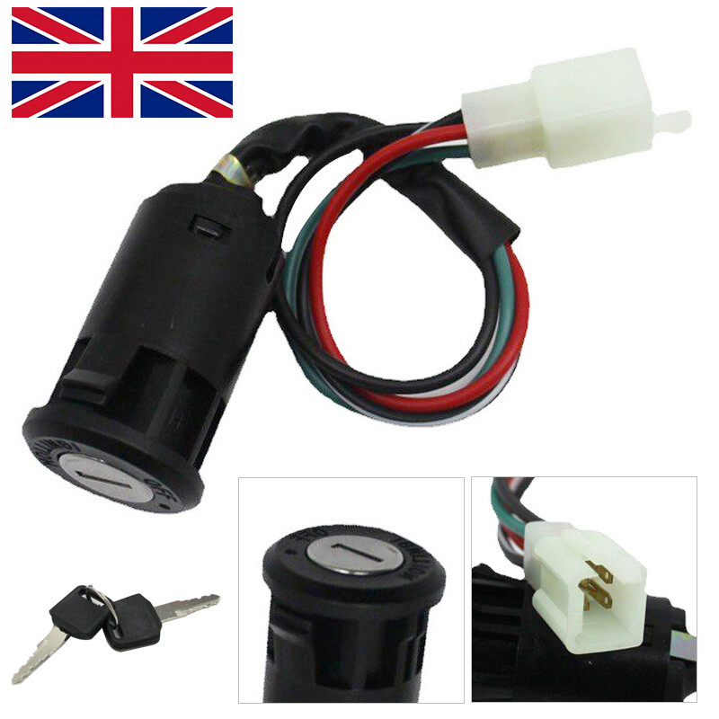 Universal Motorcycle Ignition Barrel Key Switch 4 wire Quad On/Off Pit ...