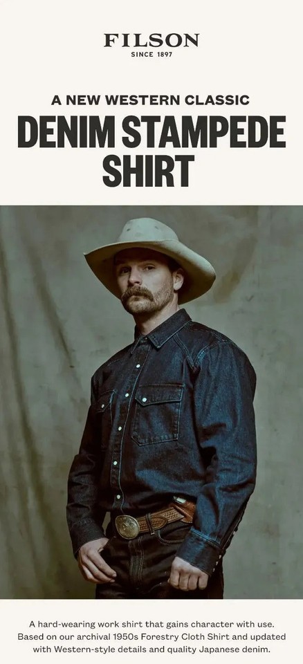 Filson Denim Stampede Shirt 20263537 Indigo Western Dark Wash Jean ...