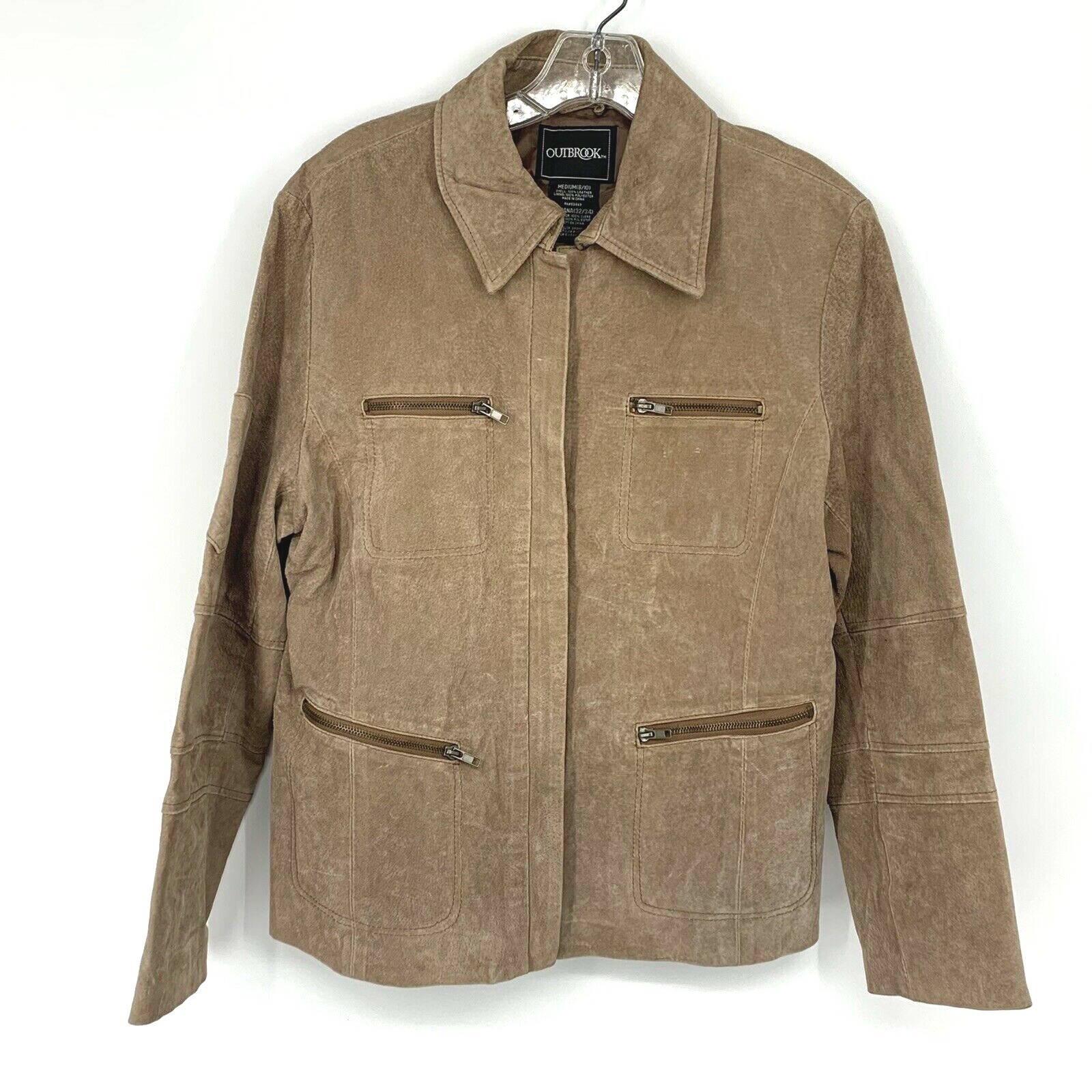 Outbrook Womens Brown Suede Leather Jacket Medium 8/1… - Gem