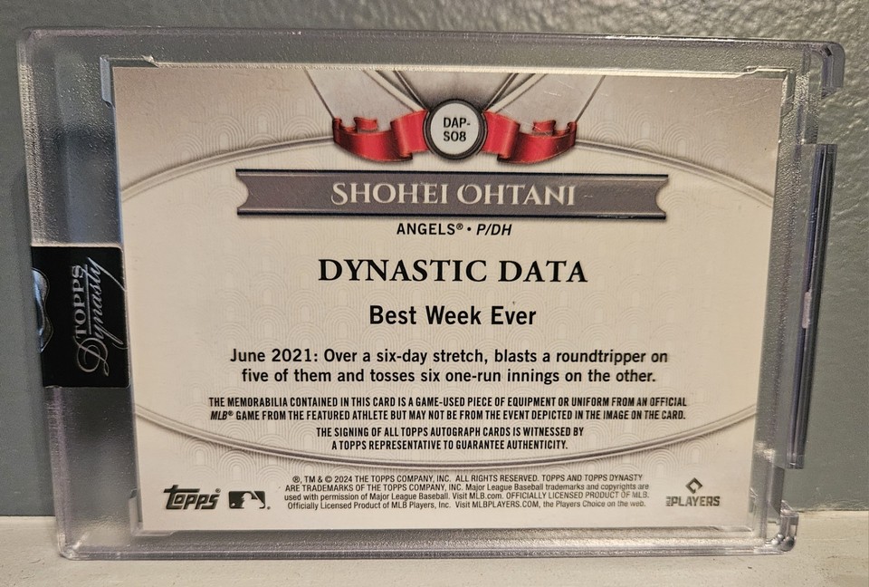 Shohei Ohtani 2024 Topps Dynasty Jersey Patch Auto Card /10 - 4 Color ...