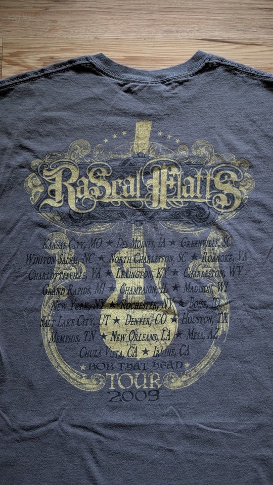 Rascal Flatts Shirt 2009 Bob That Head Tour Gray Mens M Double Sided ...