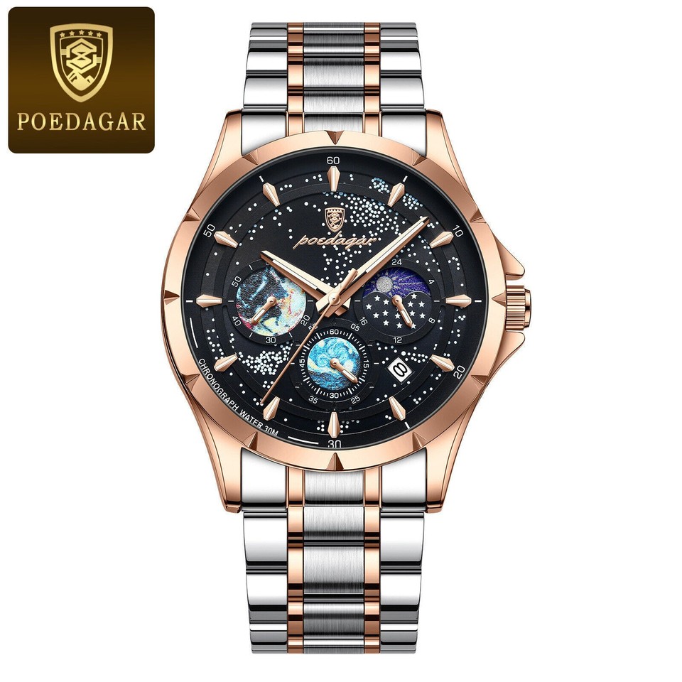 Stainless Steel Wristwatch Luminous Waterproof Men Watch Chronograph ...