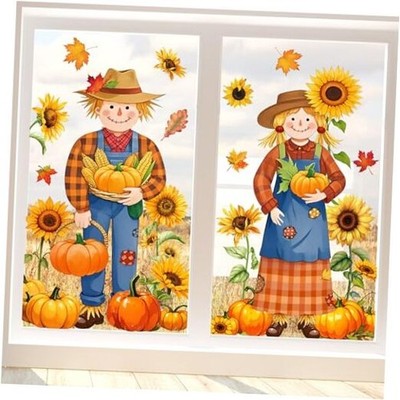 Extra Large Window Clings Thanksgiving Window Stickers Double Fall ...