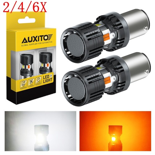 2/4/6X 1157 LED White/Amber DRL Switchback Turn Signal Indicator ...