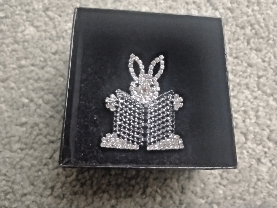 RARE VINTAGE BUTLER AND WILSON RABBIT READING BOOK BROOCH | eBay UK